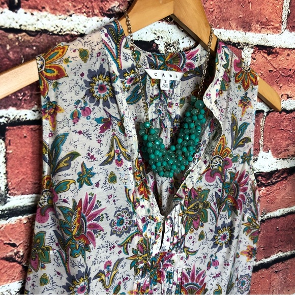 CAbi | Tops | Cabi Splitneck Silk Blend Paisley Tunic | Poshmark